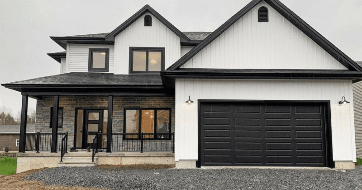 Black Garage Door White House